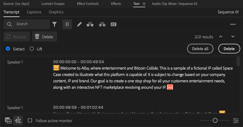 How to delete pauses and filler words with text-based editing